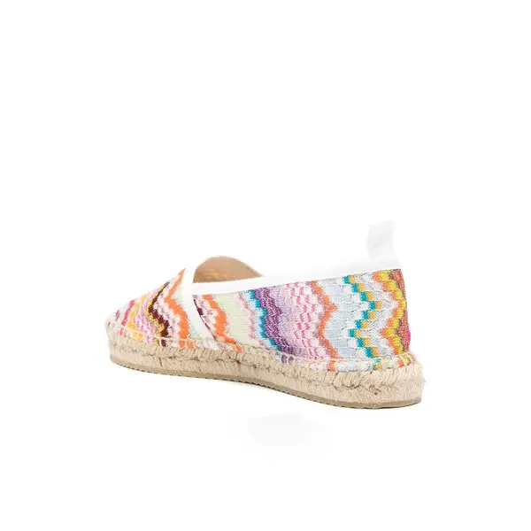Missoni Multicolor Chevron Pattern Espadrille Slip-on Flats - White