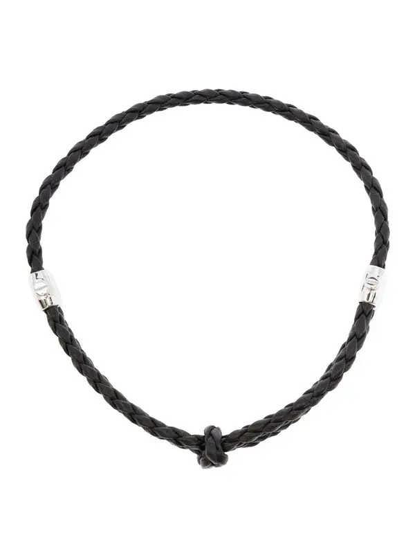 Bottega Veneta Braided Leather And Silver Bracelet - Multicolor