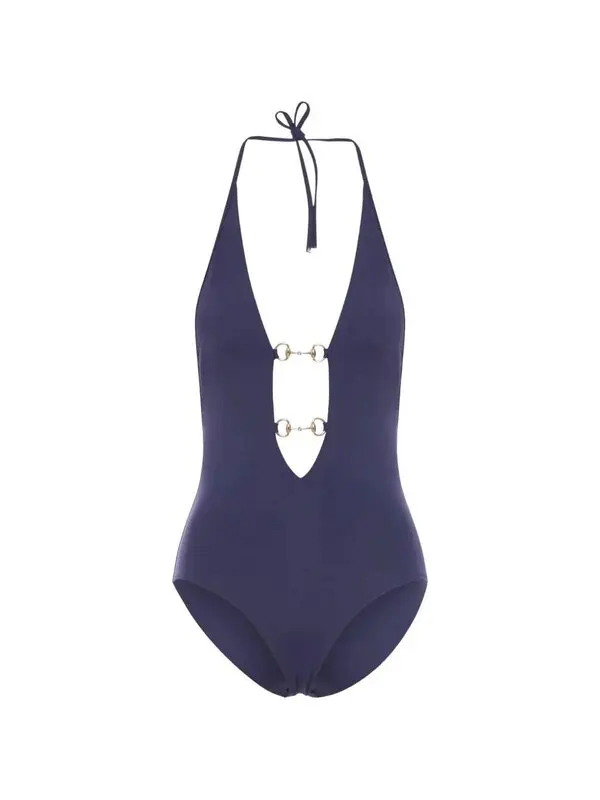 Gucci One-piece Swimsuit With Decorative Metal Clasps - Multicolor
