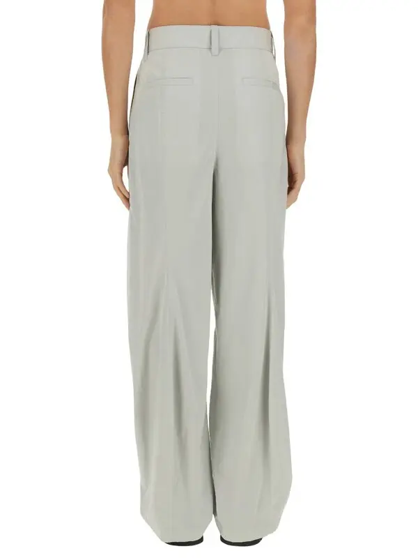 Bottega Veneta Silk And Cotton Wide Leg Trousers - Gray