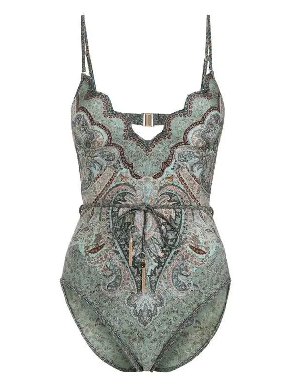 Zimmermann Wanderlust Scallop One-piece Swimsuit - Gray