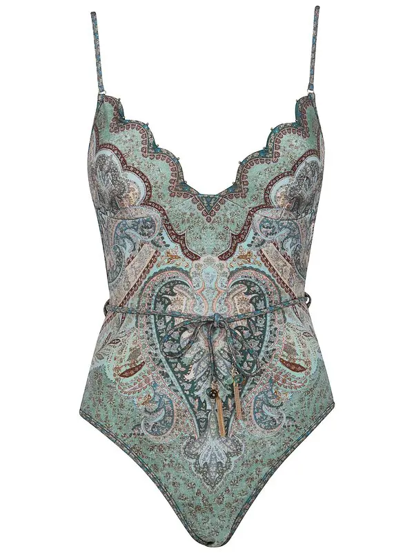 Zimmermann Wanderlust Scallop One-piece Swimsuit - Gray