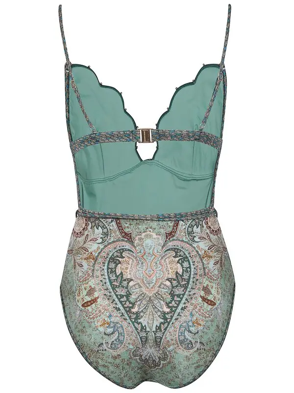 Zimmermann Wanderlust Scallop One-piece Swimsuit - Gray