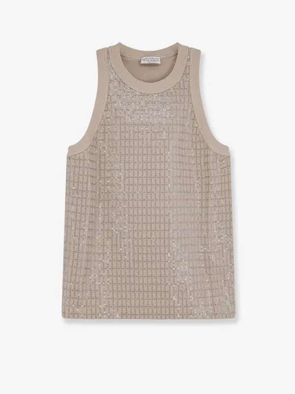 Brunello Cucinelli Sequined Jersey Tank Top - Multicolor