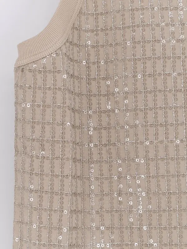 Brunello Cucinelli Sequined Jersey Tank Top - Multicolor
