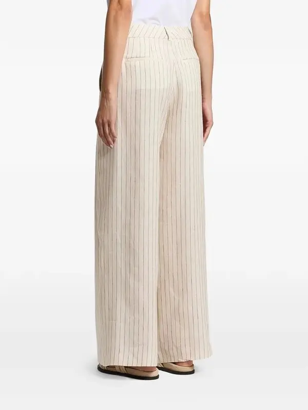 Peserico Striped Linen Wide-leg Trousers