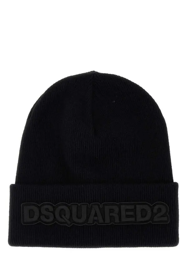 Dsquared2 Wool Beanie Hat - Black