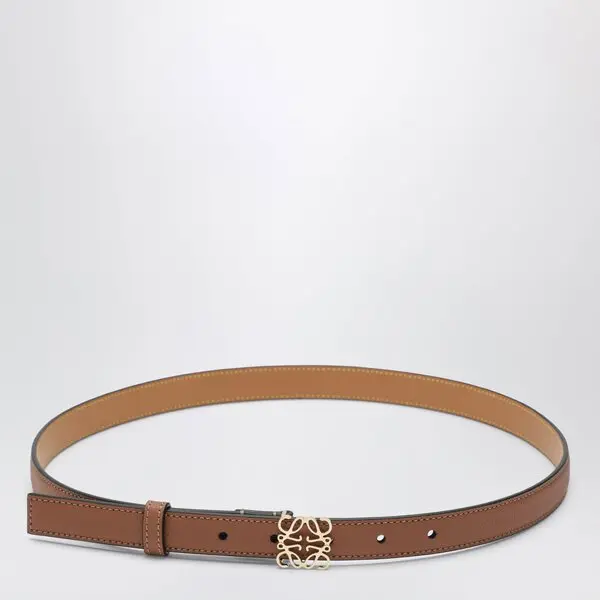 Loewe Anagram Belt In Grained Calfskin - Brown