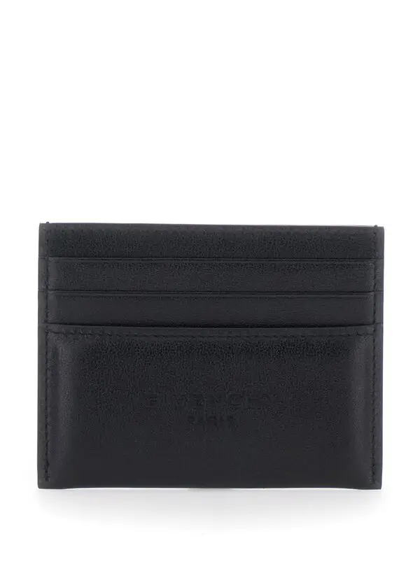 Givenchy Black Card Holder With Logo Lettering Embossed On Front And In Leather For - Multicolor