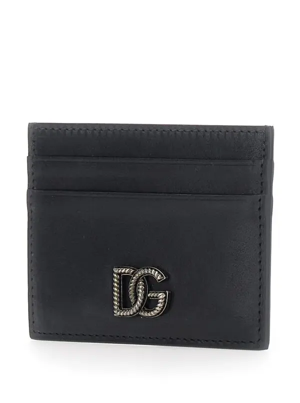 Dolce & Gabbana Card Holder With Logo Plate On The Front In Leather For