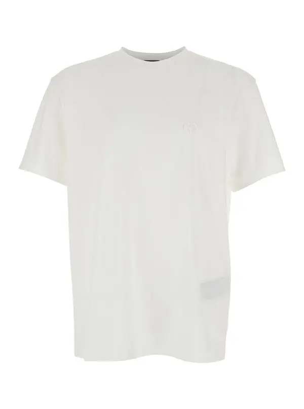 Giorgio Armani T-shirt With Embroidered Logo On The Front In Cotton - Multicolor