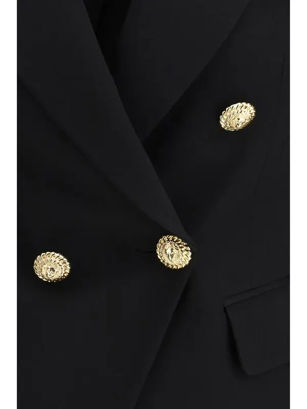 Balmain 6-button Grain De Poudre Fitted Jacket - Black