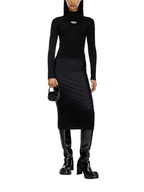 DIESEL® Ribbed High Neck Long Sleeve Top