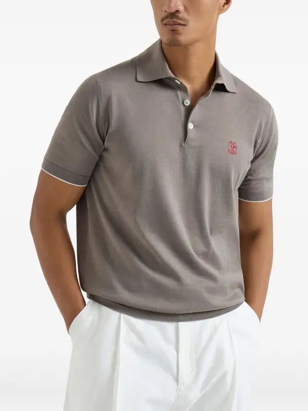 Brunello Cucinelli Logo Cotton Polo Shirt - Multicolor