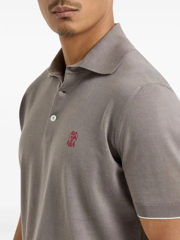 Brunello Cucinelli Logo Cotton Polo Shirt - Multicolor