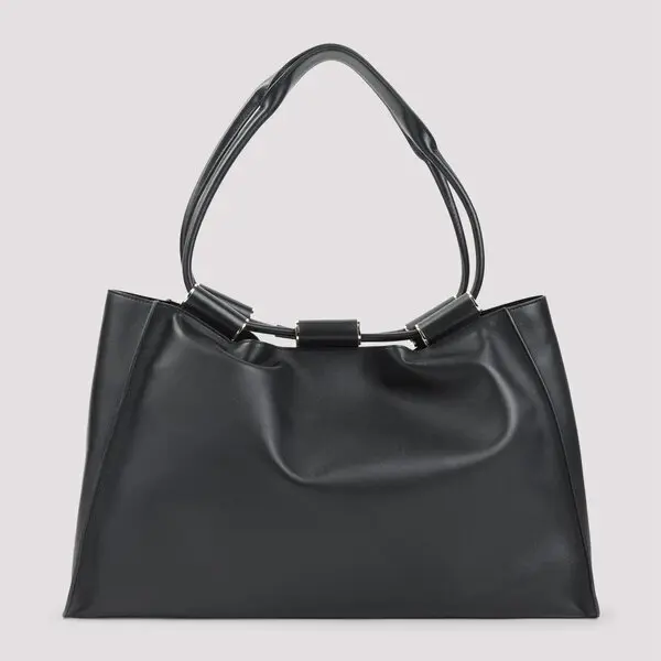 Giorgio Armani Leather Shopping Bag With Hoop Handles