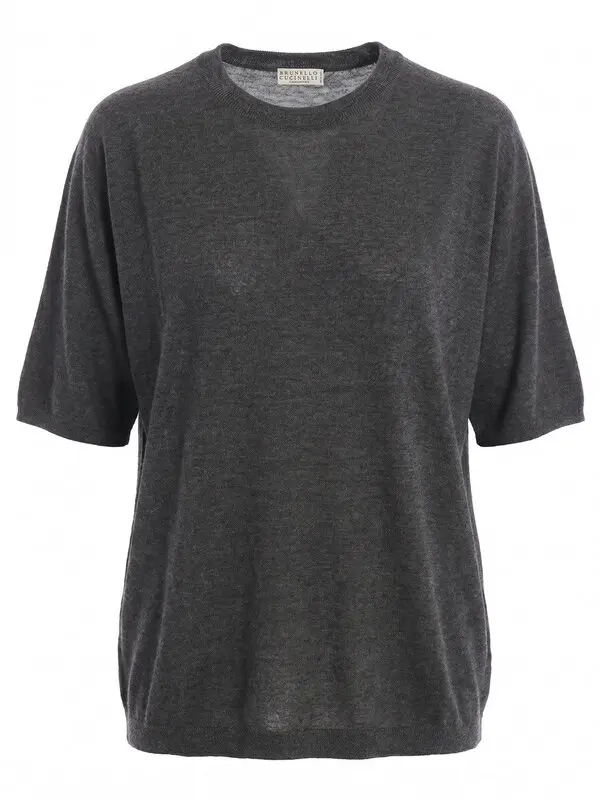 Brunello Cucinelli Cotton T-shirt With Jewel Detail - Multicolor