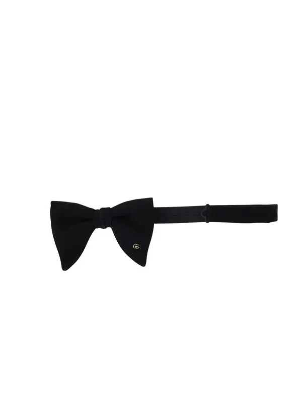 Gucci Silk Bow Tie With Gg Plate