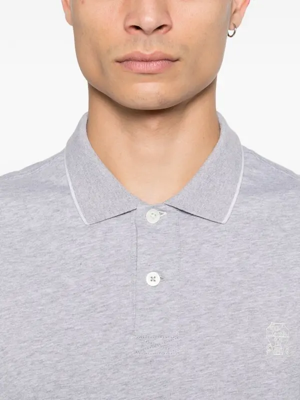 Brunello Cucinelli Logo Cotton Polo Shirt - Multicolor
