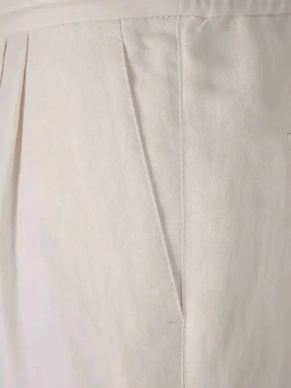 Brunello Cucinelli Linen Drawstring Double Pleated Trousers