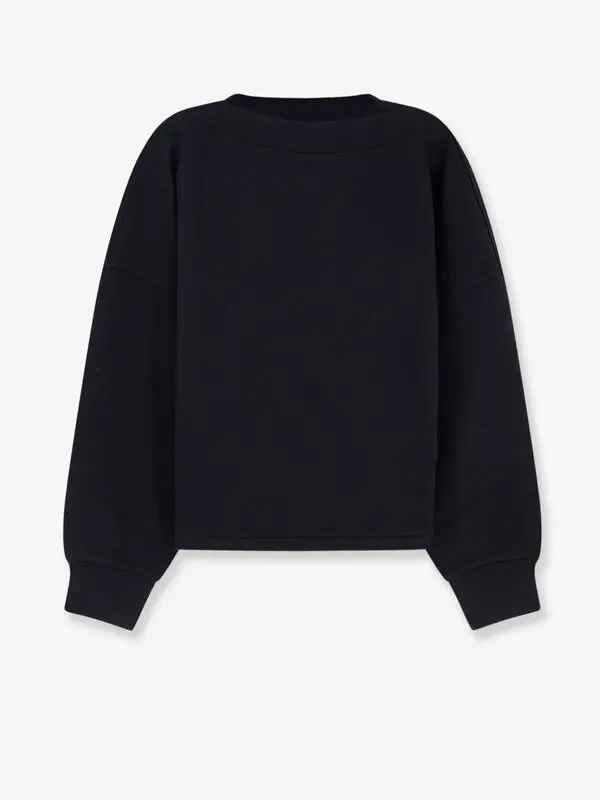 Alaïa Boatneck Cotton Sweatshirt With Logo Detail - Multicolor