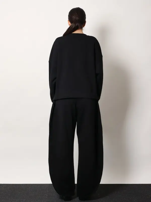Alaïa Boatneck Cotton Sweatshirt With Logo Detail - Multicolor