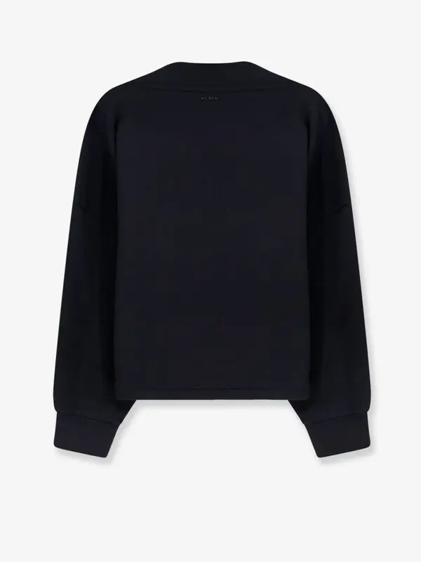 Alaïa Boatneck Cotton Sweatshirt With Logo Detail - Multicolor