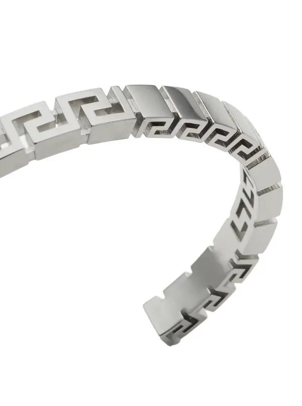 Versace Silver Brass Greca Cuff Bracelet