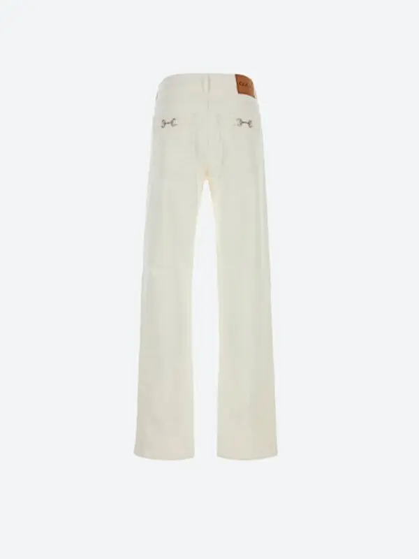 Gucci Loose Fit Cotton Pants White - Multicolor