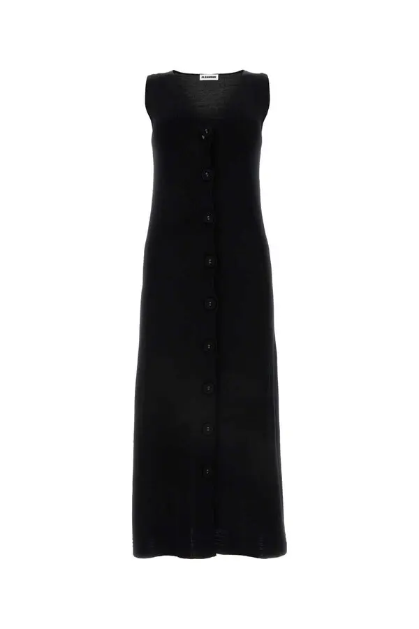 JIL SANDER Stretch Cotton Blend Dress - Black