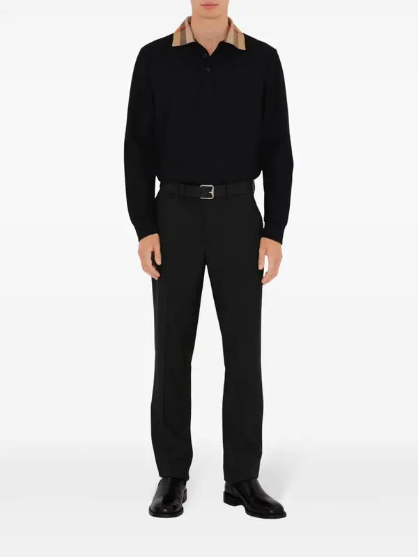 Burberry Check Collar Cotton Polo Shirt