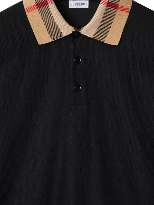 Burberry Check Collar Cotton Polo Shirt