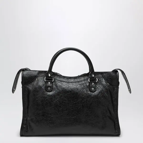 Balenciaga Le City Medium Bag In Arena Lambskin Leather - Black