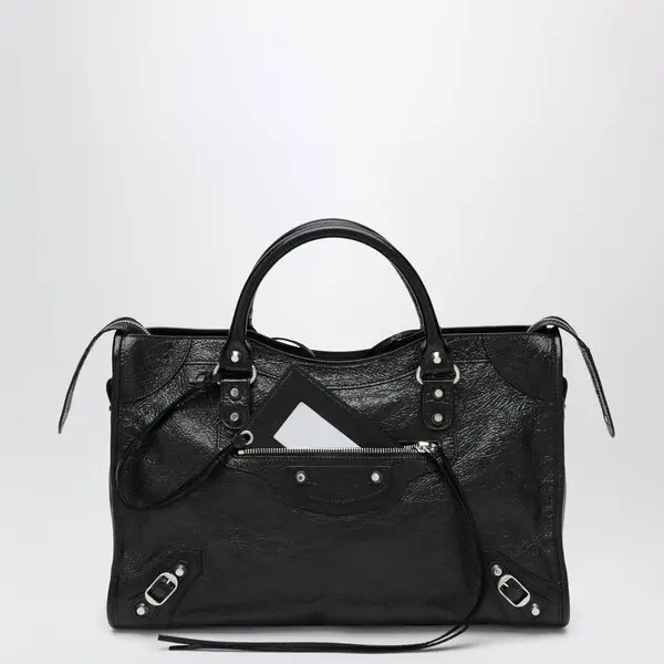 Balenciaga Le City Medium Bag In Arena Lambskin Leather - Black
