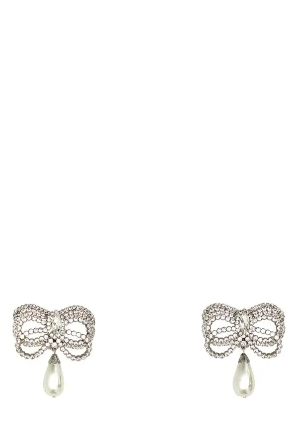 Alessandra Rich Embellished Metal And Pearl Drop Earrings - Silver