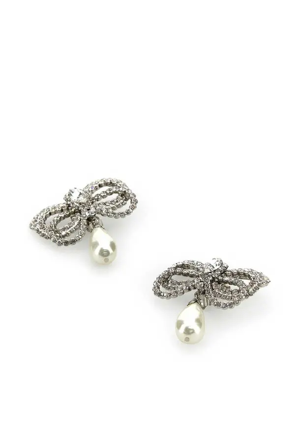Alessandra Rich Embellished Metal And Pearl Drop Earrings
