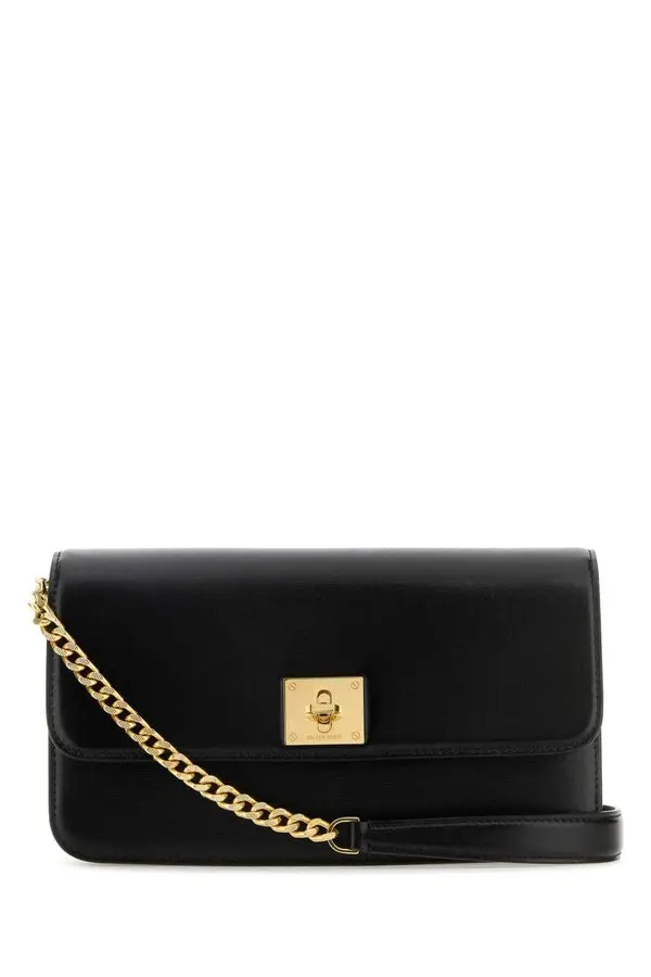 GOLDEN GOOSE Leather Gioia Clutch With Chain Strap - Black