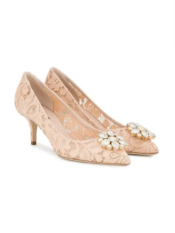 Dolce & Gabbana Bellucci Lace Pumps With Swarovski Crystal Embellishment