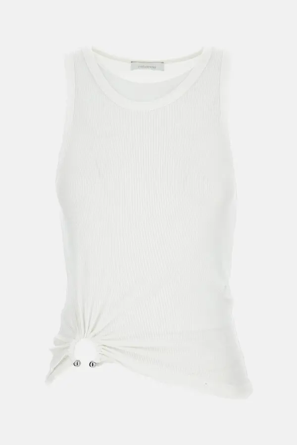 Rabanne Ribbed Tank Top With Metal Ring Detail