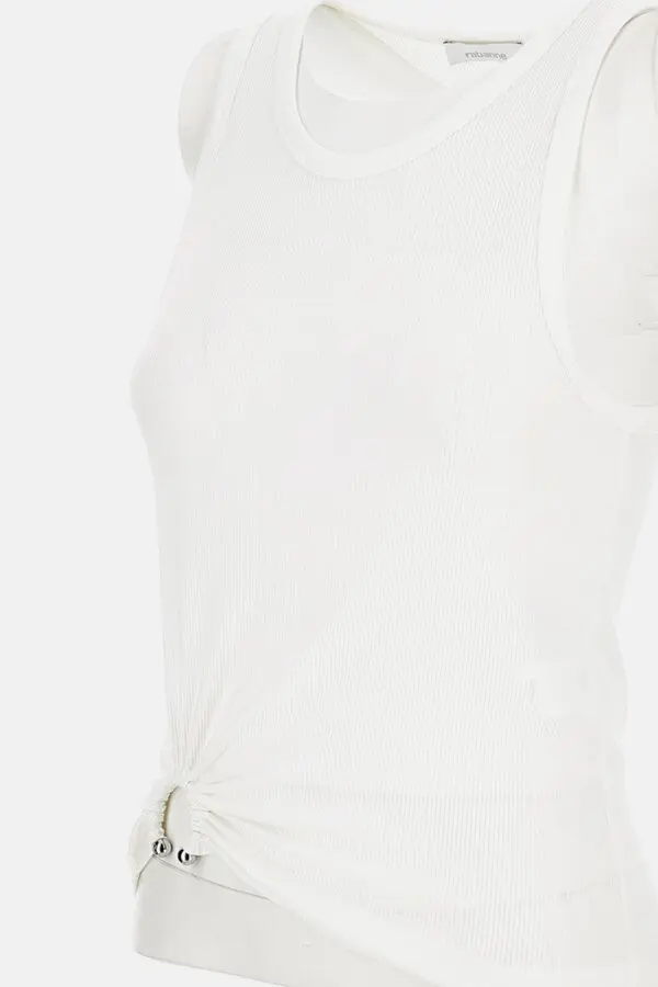 Rabanne Ribbed Tank Top With Metal Ring Detail