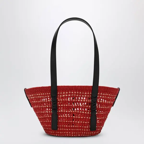 Loewe Small Iraca Palm And Leather Braid Basket Bag