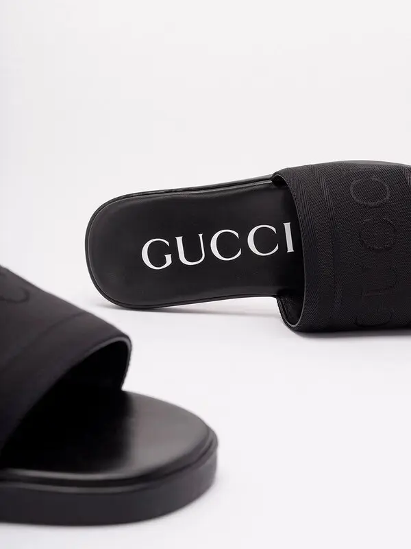 Gucci Black Polyamide Slide Sandals - Multicolor