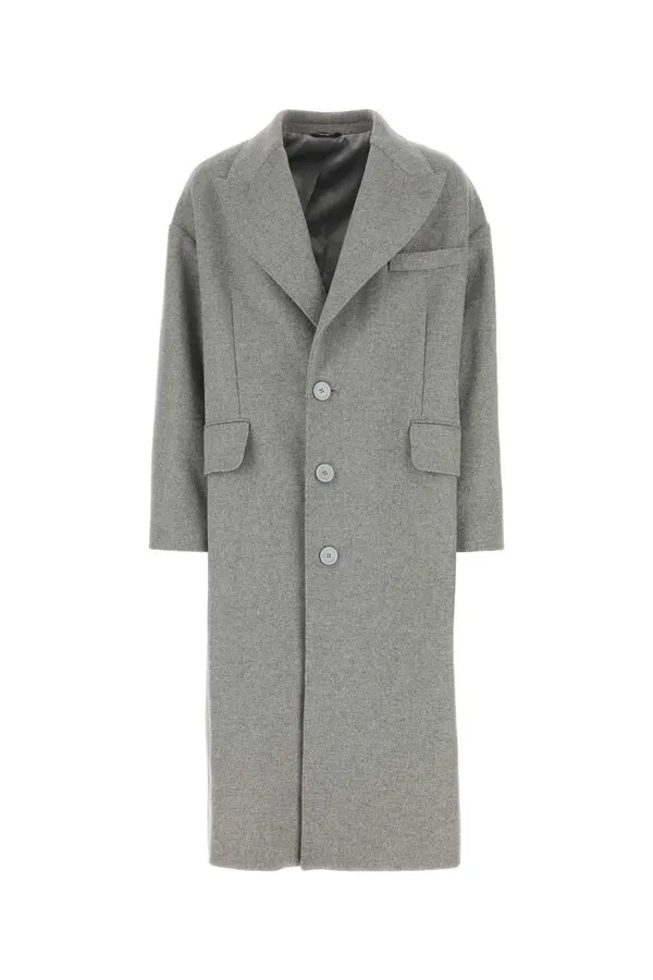 Dolce & Gabbana Wool Blend Overcoat - Gray