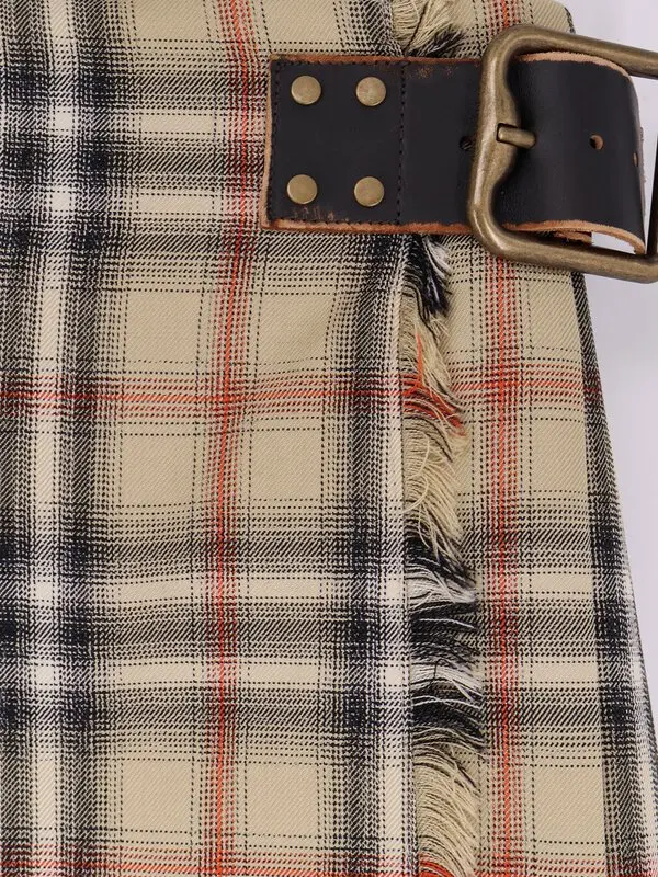 Burberry Skye Cotton Kilt With Check Pattern And Fringe - Multicolor