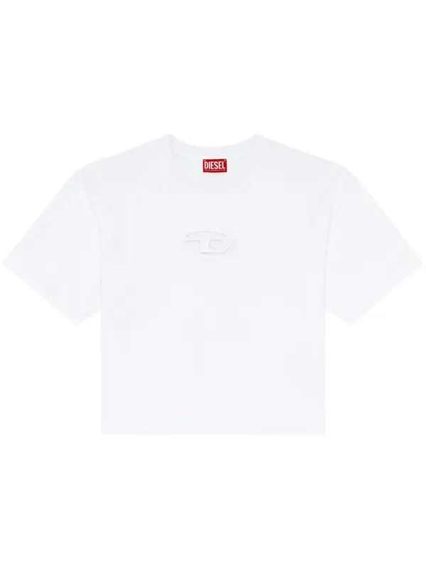 DIESEL® Cotton Boxy T-shirt With Oval D Logo Plaque