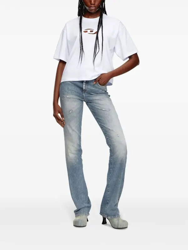 DIESEL® Cotton Boxy T-shirt With Oval D Logo Plaque