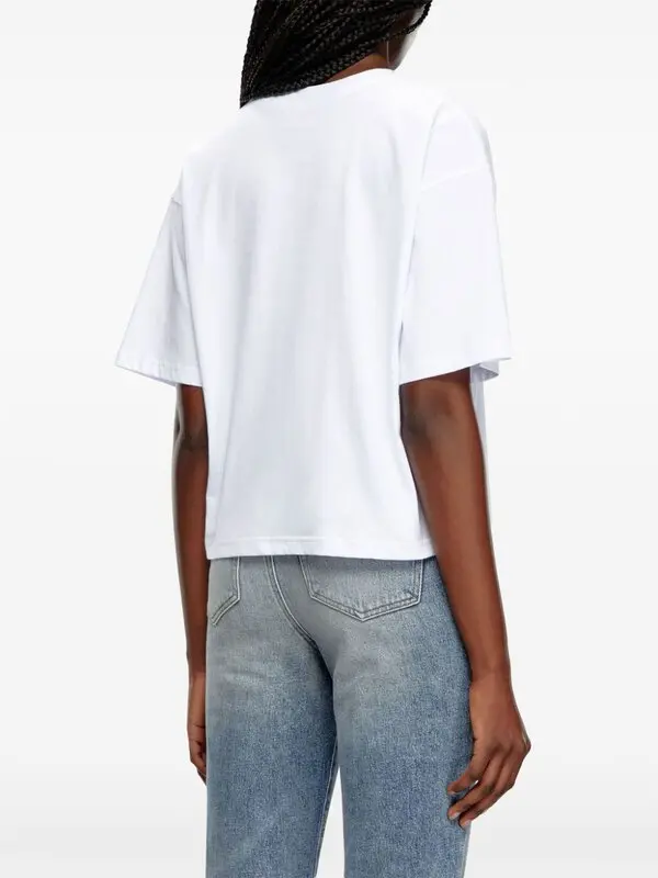DIESEL® Cotton Boxy T-shirt With Oval D Logo Plaque