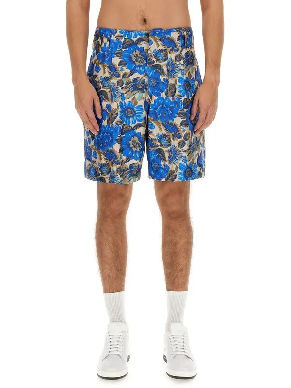 Moschino All Over Blue Flower Print Shorts