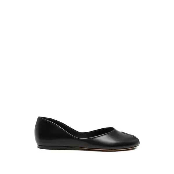 JUDE Leather Peep Toe Ballet Flats - Black