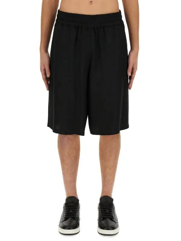 Moschino Bermuda Shorts With Logo Detail - Black